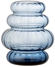 Modrá skleněná váza Bloomingville Bing 18 cm