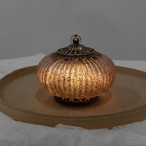 Růžová skleněná svítící LED lucerna Balli - Ø 17*14 cm