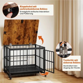 Costway Skládací bouda pro psa s kolečky a odnímatelným tácem a uzamykatelnými