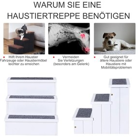 Schody pro psy s úložným prostorem, bílé D06-065WT