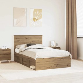 Rám postele Umělecký dub 120 x 200 cm Masivní borové dřevo 3409389