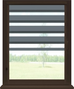 Dekodum Roleta den a noc v hnědé kazetě soft, barva látky Grafit Šířka (cm): 74, Výška (cm): Standardní (do 150 cm), Strana mechanismu: Levá