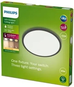 Philips Superslim CL550 černá / Venkovní přisazené svítidlo / LED / 15