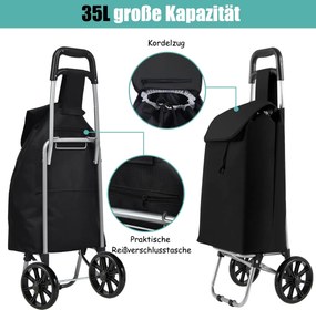 Costway 35L skládací nákupní vozík s odnímatelnou nákupní taškou