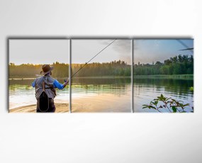 Malvis ® Obraz Rybář ve vodě ROZMĚR (šířka x výška): třídílný obdélník 150x60 cm