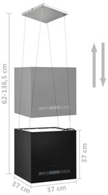 vidaXL Marketos Závěsná ostrůvková digestoř dotykový LCD 37 cm práškovaná ocel