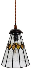 Závěsná Tiffany lampa žluté detaily YelloRhom - Ø 15*115 cm E14/max 1*25W