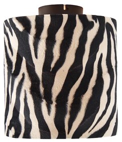 Stropní lampa matně černé sametové stínění s designem zebra 25 cm - Combi