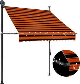 Ručně zatahovací markýza s LED světlem 150 cm oranžovo-hnědá 145877