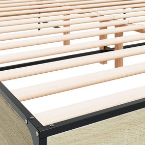 Rám postele dub sonoma 200 x 200 cm kompozitní dřevo a kov 3280018