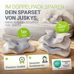 Juskys Anatomický polštář z paměťové pěny Barva: bílá / šedá, Velikost sady: 1 ks