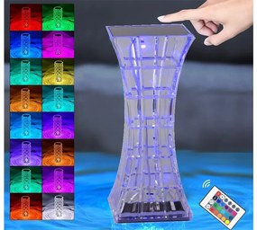 Verk Group Křišťálová stolní lampa vedla rgb usb dálkové ovládání