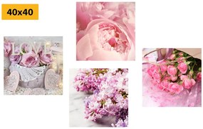 Set obrazů jemné zátiší květin Varianta: 4x 60x60
