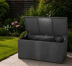 Ratanový zahradní úložný box BestBerg BBRF-B1B / 350 l / 115 × 55 × 57 cm / černá
