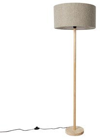 Venkovská stojací lampa dřevěná s boucle odstínem taupe - Mels