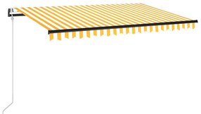 Automatická zatahovací markýza 450 x 300 cm žlutobílá,  3069128