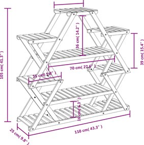 vidaXL Stojan na květiny 110 x 25 x 110,5 cm masivní jedlové dřevo [362877] Barva: světle hnědá