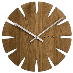 VLAHA Dubové hodiny vyrobené v Čechách VLAHA VCT1014 stříbrné ručky s vůní dub. dřeva