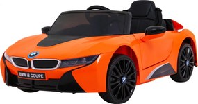 Ramiz Elektrické autíčko BMW i8 Lift oranžové + dálkové ovládání + pomalý rozjezd + 3bodové pásy + MP3 USB + LED