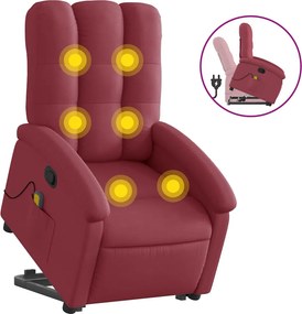 Zvedací masážní polohovací křeslo vínové textil 3204107