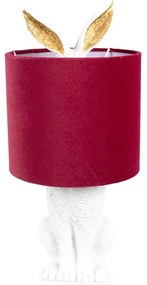 Bílá stolní lampa králík s červeným stínidlem Rabbi - Ø 20*43 cm