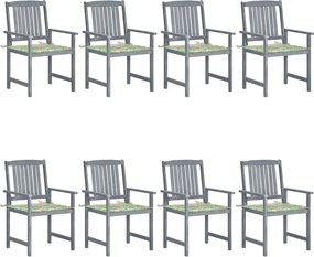 vidaXL Zahradní židle s poduškami 8 ks masivní akáciové dřevo [3078234] Barva: Šedá