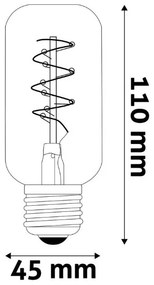 Prémiová designová retro LED žárovka E27 4,5W 400lm EXTRA TEPLÁ T45 filament, 3 roky