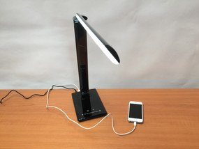 LED stolní lampička stmívatelná USB, 12W, volba teploty světla, černý lesk