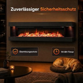 Costway Třístranný elektrický krb 152 cm s LED, 750/1500 W, černý