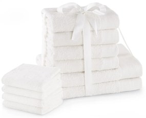 AmeliaHome - Sada bavlněných ručníků bílý hladké AMARI