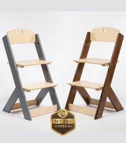Lucas Wood Style - rostoucí židle OMEGA III zvýhodněný set 2 ks - šedá +  ořech