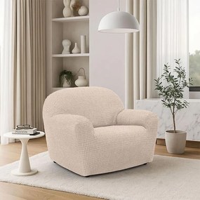 Super strečové potahy RUBINIA smetanová křeslo (š. 70 - 110 cm)