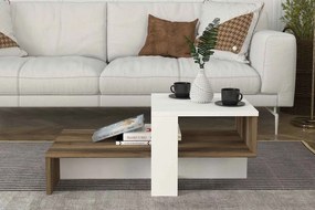 Designový konferenční stolek Jaivan 80 cm bílý / ořech