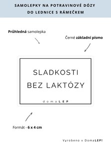 SLADKOSTI BEZ LAKTÓZY - Samolepka s rámečkem na dózy do lednice, 6 x 4 cm