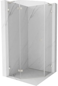 Mexen Lunar, L pětiúhelníkový sprchový kout naklápěcí doleva 100x100 cm, 8mm čiré sklo, ocelový profil, 831L-100L-100P-97-00-L