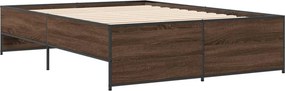 Rám postele hnědý dub 140 x 190 cm kompozitní dřevo a kov 3279901