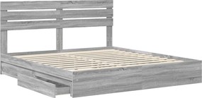 Postel s úložným prostorem se zásuvkou Šedá Sonoma 200 x 200 cm 3411548