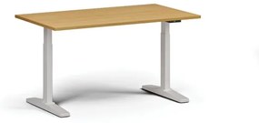 Výškově nastavitelný stůl, elektrický, 675-1325 mm, deska 1400x800 mm, bílá podnož, buk