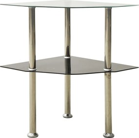 vidaXL 2patrový odkládací stolek průhledný 38×38×50 cm tvrzené sklo [322794] Barva: transparentní a černá