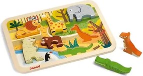 JANOD Vkládačka ZOO Chunky / Dřevěná vkládačka / 7 dílků / od 12 měsíc