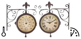Venkovní nástěnné hodiny s teploměrem Esschert Design Rustic