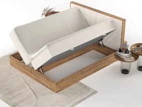 Boxspring postel s úložným prostorem v krémovo-přírodní barvě 200x200 cm Asahi – Maison de Rêve
