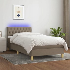 Box Spring Postel S Matrací A Led Textil Taupe Prošívaný design 90 x 190