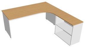 Sestava stolu a skříně levá 180 cm - Hobis Gate GE 1800 H L Dekor stolové desky: buk, Dekor lamino podnože: bílá