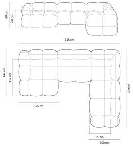 Tmavě modrá rohová pohovka (pravý roh/do "U") Loretto – Cosmopolitan Design
