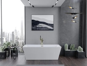 Mexen Lita, volně stojící vana 170 x 75 cm, bílá, zlatý lesklý přepad, 52121707500-50