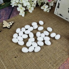 Dekorativní polystyrenová vajíčka BÍLÁ- 2,5 cm, 50 ks