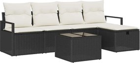 Set pohovek 6 ks 5-Počet míst Černá a krémová polyratan 3359166