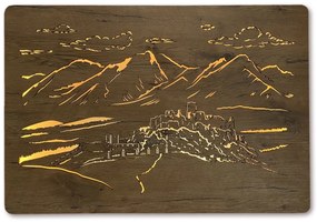 Li-Go "Spišský hrad" světelný obraz s baterií 90x62cm varianta: ovládání na obraze bez dálkového ovladače, provedení: dub světlý