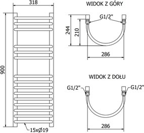 Mexen Eros koupelnový radiátor 900 x 318 mm, 315 W, bílý - W112-0900-318-00-20
